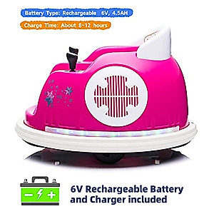u URideon Ride On Bumper car for Kids, 6V Electric Vehicle Ride on Toys with Remote Control, Music,Colorful Flashing Lights,Battery Powered (Pink)