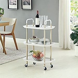 SLNFXC 3 Layers Nordic Style Luxury Mobile Trolley Simple Kitchen Living Room Storage Rack (Color : E, Size : 88cm*58cm*37cm)