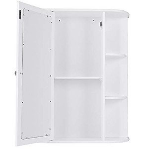 DORTALA Bathroom Cabinet, Single Door Wall Mount Medicine Cabinet w/Mirror(2 Tier Inner Shelves)