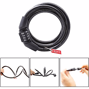 Bicycle Locks Heavy Duty Anti Theft Bike Lock Bike Lock 4 Digit Code Combination Bicycle Security Lock Bike Cable Basic Coiling Resettable Combination Cable Bike Lock, for Bicycle Outdoors