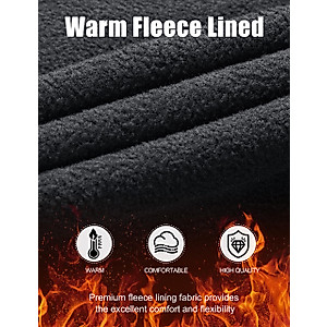 FREE SOLDIER Men's Fleece Lined Outdoor Cargo Hiking Pants Water Repellent Softshell Snow Ski Pants with Zipper Pockets (Black 32W x 30L)