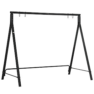 Outsunny Metal Porch Swing Stand, Heavy Duty Swing Frame, Hanging Chair Stand Only, 660 LBS Weight Capacity, for Backyard, Patio, Lawn, Playground, Black