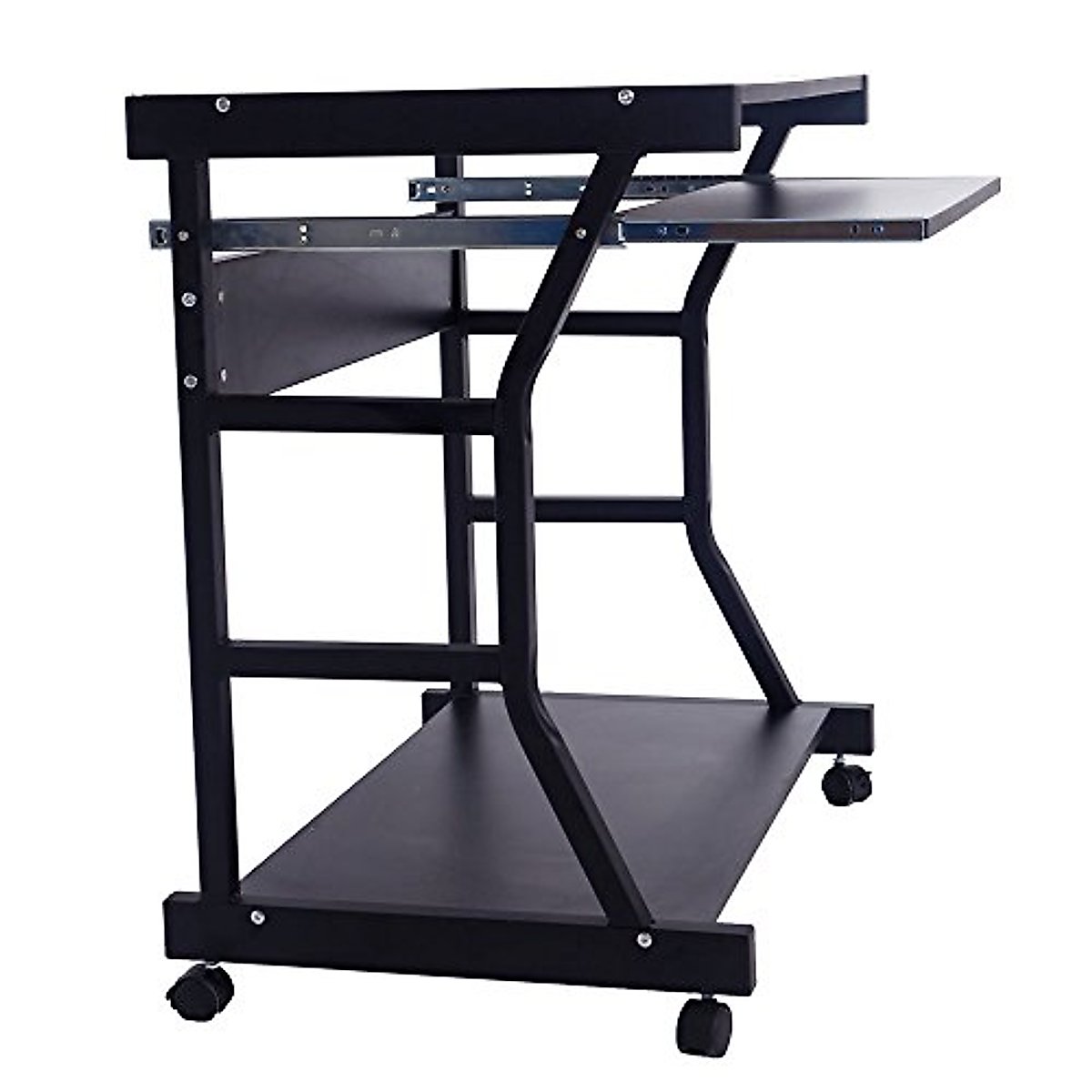 Knocbel Home Office Mobile Computer Desk Writing Table Workstation with Keyboard Drawer & Storage Shelf (Black)