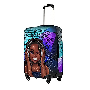 Dudietry Suitcase protector cover tsa approved luggage cover for Suitcase Washable Suitcase Protector Anti-scratch Suitcase cover X-Large Black Girl Music