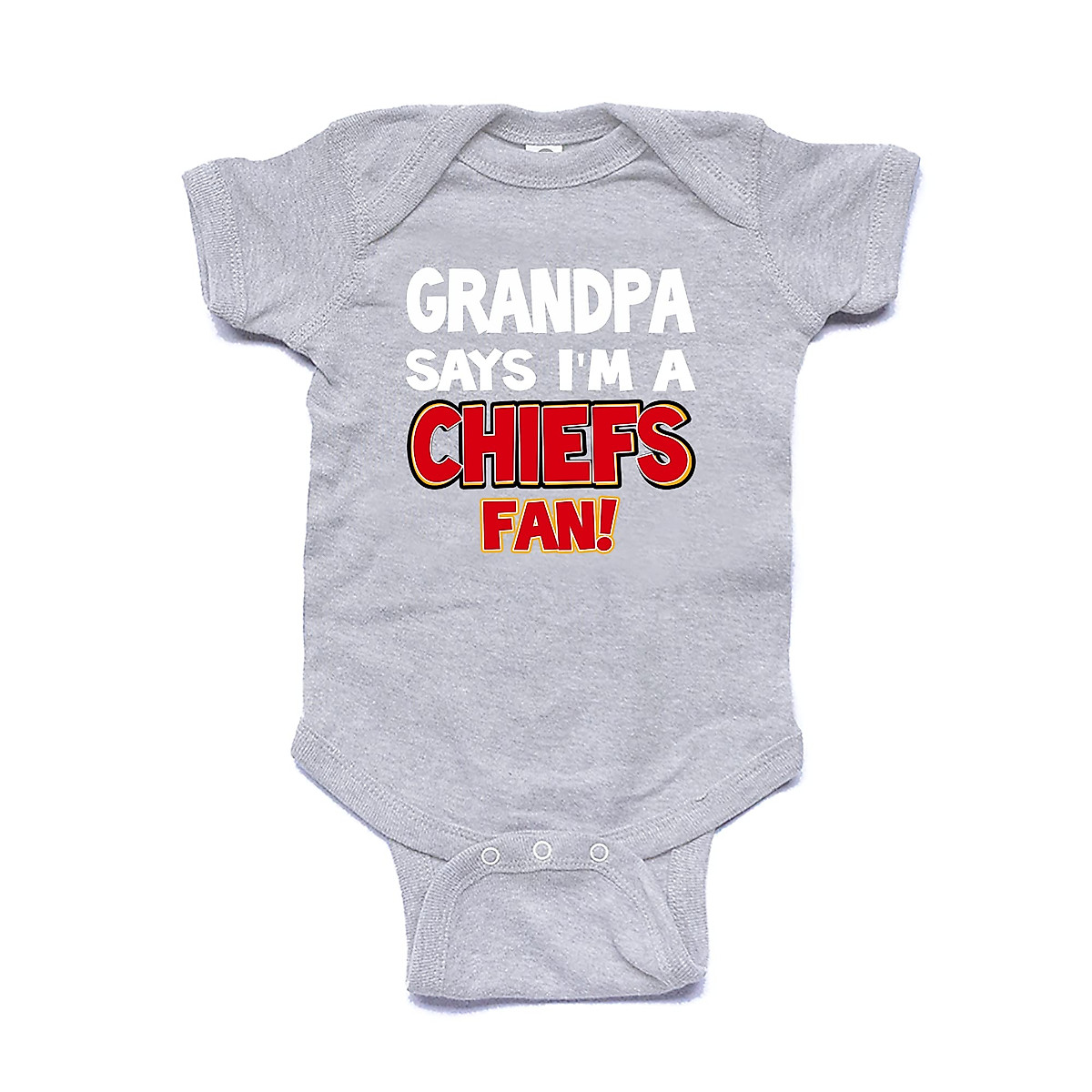 NanyCrafts Baby's My Grandpa Says I'm a Chiefs Fan Bodysuit 6 Months Grey