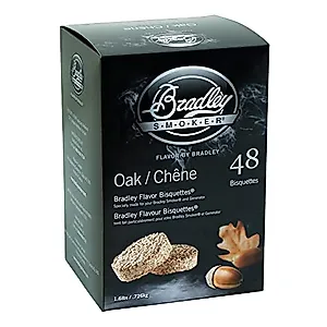 Bradley Smoker Bisquettes for Grilling and BBQ, Oak Blend, 48 Pack