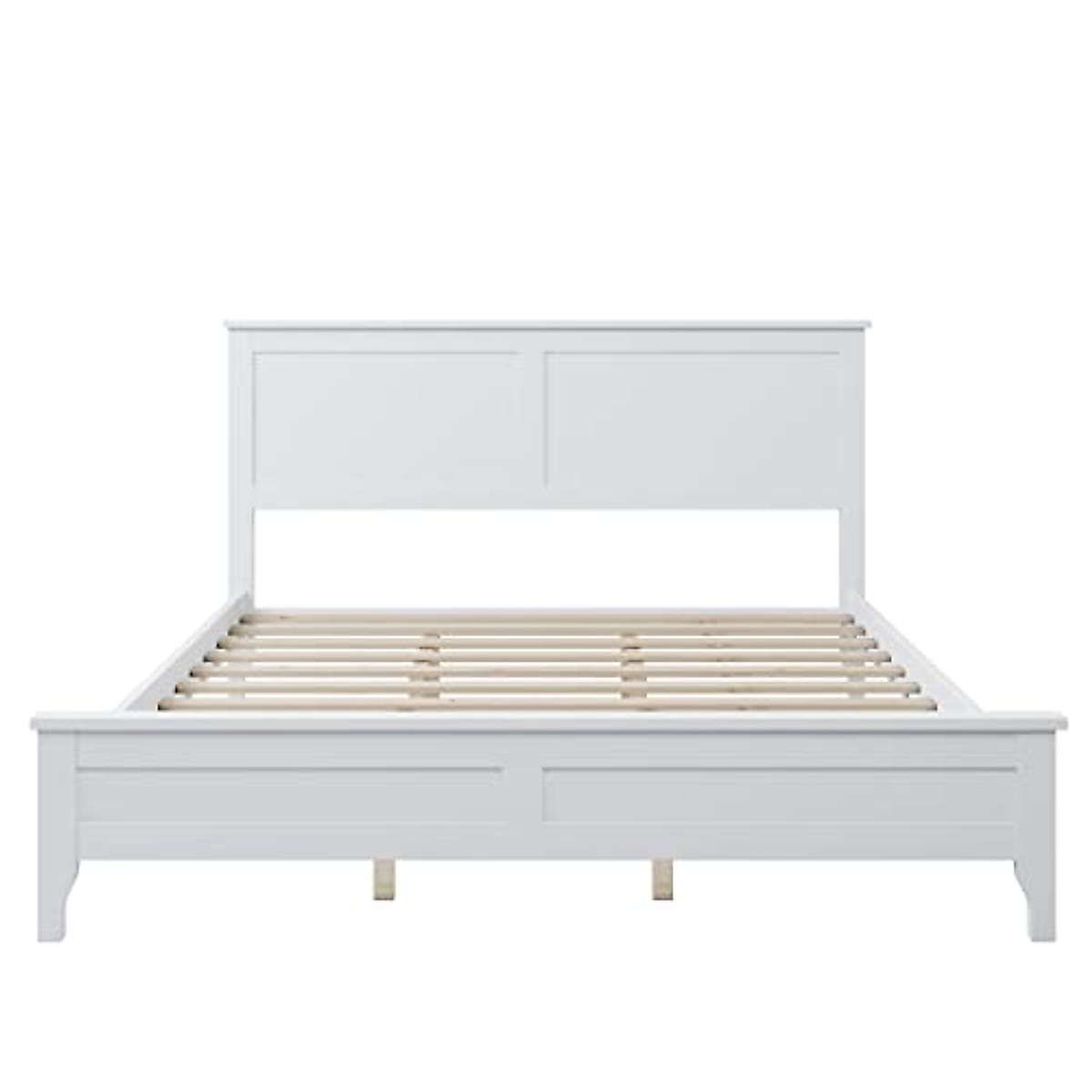 Harper & Bright Designs Queen Size Platform Bed with Headboard, Modern Wooden Queen Bed Frame with Slat Support, Queen Size Beds for Kids Teens Adults, No Box Spring Need, White
