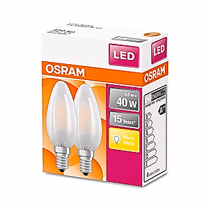 OSRAM LED lamp / Base: E14 / Warm White / 2700 K / 4 W / Replacement for 40 W Incandescent Bulb / Frosted / LED Retrofit Classic B [Energy Efficiency Class A++] / Pack of 10