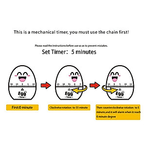 60 Minutes White Funny Mechanical Home Kitchen Egg Timer For Cooking,Kids