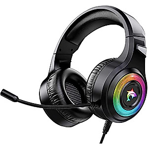 Gaming Headset Xbox One Headset with Stereo Surround Sound,PS4 Gaming Headset with Mic & LED Light Noise Cancelling Over Ear Headphones Compatible with PC, PS4,PS5, Xbox One,Mac