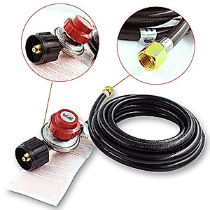 MENSI 10FT 20PSI Adjustable Propane Regulator Hose with Brass Orifice and Air Mixer Kit 150,000 BTU For Fire Pit, Fireplace, Gas Cooker, Smoker, Burner, and Turkey Fryer