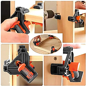 4pcs 90 Degree Right Angle Clamp Adjustable Swing Corner Clamp,Clip Holding Corners for Welding,Wood-Working,Drilling,Making Cabinets,Boxes, Drawers,Picture Framing,Crafting Projects