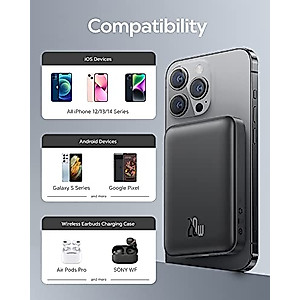 Baseus Magnetic Wireless Portable Charger, 10000mAh Battery Pack with USB C Cable PD 20W Magnetic Power Bank, for MagSafe, for iPhone 14/13/12 Series, Black