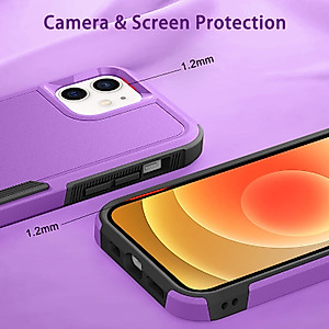 Oumida for iPhone 12 case & iPhone 12 Pro Case, [with 2 pcs Tempered Glass Screen Protector] [Shockproof] Dual Layer Back Hardshell Rugged Tough Cell Phone Cover Case for 12/12 Pro 6.1"(Black Matte)