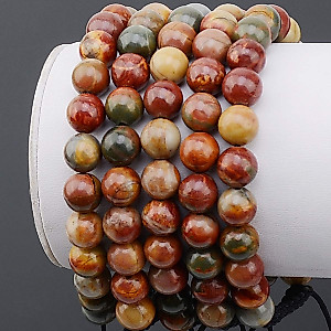 MASSIVE BEADS 8mm Natural Picasso Jasper Artistic Braided Macrame Bracelet Gift (Picasso Jasper, 8mm)