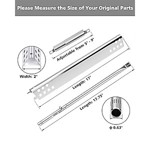 UikJOY Grill Replacement Parts for Charbroil Performance 5 Burner Grill 463347519, 463347518, 463347017, 463673017, 463376018P2, 17.75" Burner, Stainless Steel Heat Shield for Char Broil Parts