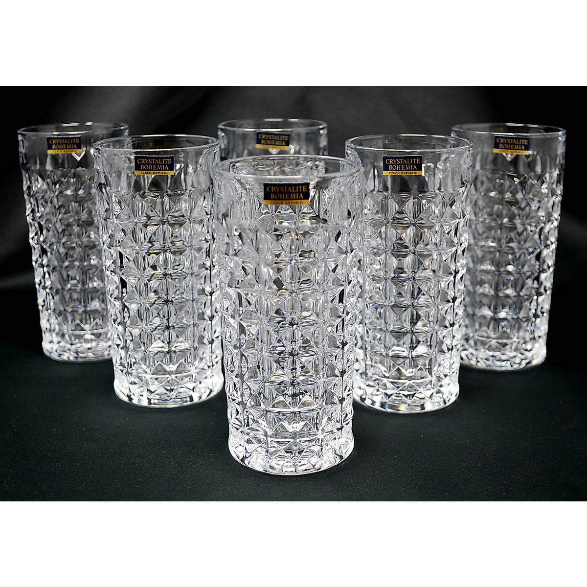 Crystal Glass Water Tumblers set of 6, Highball Glasses 8oz, Cocktail glasses, Old Fashioned, Bohemia Czech, Crystal Gift, Wedding decor
