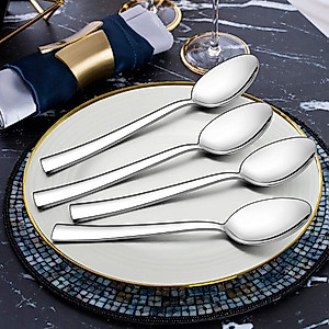 LIANYU 20-Piece Silverware Set, Stainless Steel Square Flatware Cutlery Set for 4, Eating Utensils Tableware Set, Mirror Finish, Dishwasher Safe