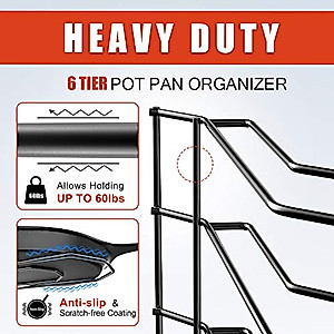 8 Tiers Pots and Pans Organizer with 3 DIY Methods and 6 Tier Heavy Duty Pan Organizer Bundle