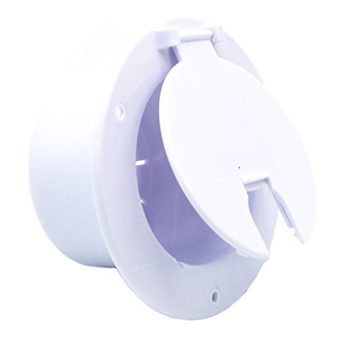 X-Haibei RV Cable Hatch, Round Trailer Camper Electric Power Cord Cable Hatch Cover for 30/50 Amp Cord, Fits 3-3/8 inch Dia. Hole, White Flip Up Cover