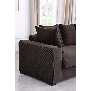 Oversized Two-Piece Right Facing Sectional Sofa Couches for Living Room, 109.75-Inch L Shaped Convertible Corduroy Upholstered Sofa&Couch with Left Chaise Daybed,Beige