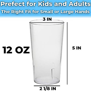 Avant Grub Restaurant Grade, BPA Free Clear Plastic Drinking Cup 12pk. Break Resistant Glasses Are Reusable, Stackable and Shatterproof, Clear, 12.0 oz