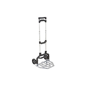 Seville Classics Folding Compact Mobile Hand Truck Aluminum Telescoping Handle 150 lb Capacity Luggage Cart Dolly for Moving, Travel, Groceries, Office w/ Rubber Wheels, Black (New Model)