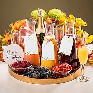 G2PLUS Foil Gold Dots Gift Tags,50Pcs White Paper HangTags with String,Metallic Gold Dots Present Tags Personalized Blank Labels for Wedding,Gift Wrapping,Birthday,Party Favors（3.34"×2.16"