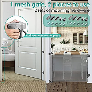 Retractable Baby Gate 65" Dog Gate Mesh Safety Pet Gate Indoor Outdoor Child Safety Baby Gates for Stairs, Doorways, Hallways