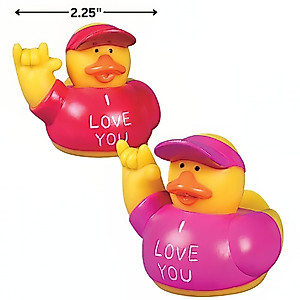 Fun Express I Love You Rubber Ducks - Set of 12 - Valentine's Day Toys, Gifts and Giveaways