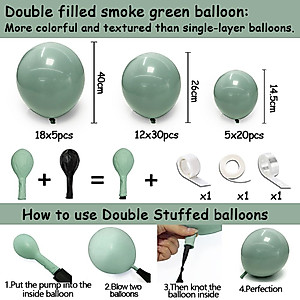 Dusty Green Balloon Garland Double Stuffed Olive Green Balloon Different Size Retro Mint Green Balloon Arch Kit for Birthday Wedding Baby Shower Bridal Shower Engagement Party Decor
