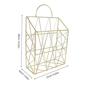 HOLIDYOYO Hanging Shelf Magazine Racks Desk Storage Shelf Wall File Organizer Hanging Magazine Mounted Mail Holder Storage Document Organizer Modern Magazine Rack Yellow