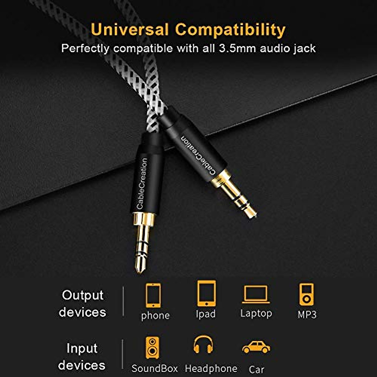 Bundle – 2 Items:USB C to 3.5mm Headphone Adapter and 3.5mm Aux Cable