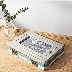 Rustic Trifold Picture Frame 3 Folding 4X6 Hinged Triple Distressed Photo Frame for Home Office Desk, Gift for Halloween, Thanks Giving Day, Christmas, New Year, Birthday, Anniversary, Mother's Day