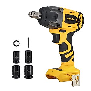 WITLIGHT Cordless Impact Wrench, Compatible w/ 20V Max Battery (NOT Included), Mellif 1/2" High Torque (258Ft.lbs/350N.m) Brushless Impact Driver 3 Speeds & Memory Mode & LED light, Yellow
