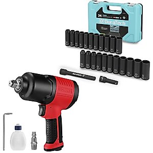 WORKPRO 1/2" Drive Air Impact Wrench and 24-Piece Impact Socket Set