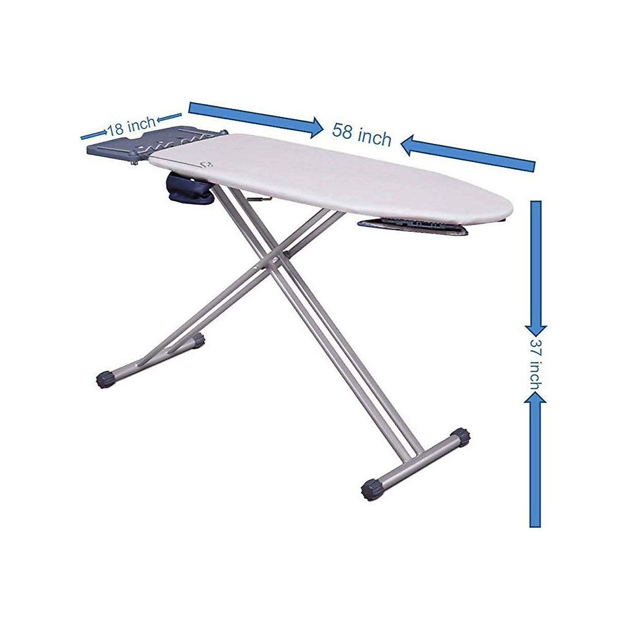 Mabel Home Ironing Board with Extra-Wide Surface, 8 Features, Retractable Shoulder Wings, Adjustable Height, 100% Cotton Cover