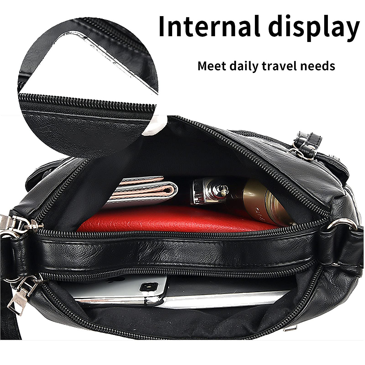 SENYUNI Ladies Handbags Soft PU Leather Crossbody Bags for Women Multi Pocket Waterproof