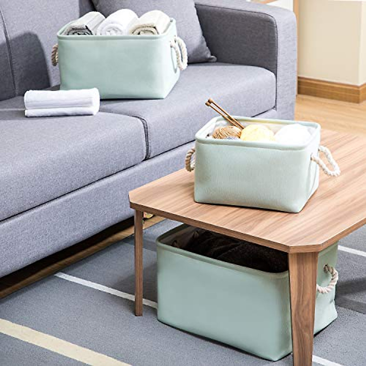 Home Zone Living VS19598E Storage Basket, 3-Pack, Turquoise