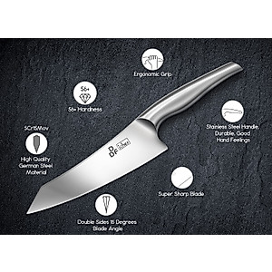 DDF iohEF Kitchen Knife Set with Block, 7 Piece Premium High Carbon Stainless Steel Knives Set with Knife Sharpener, Ultra Sharp Knife Block Set