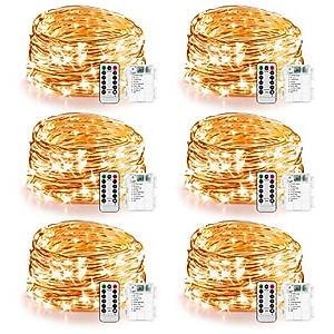 Koxly 6 Pack 20ft 60 Led Fairy Lights with Remote Timer Waterproof Christmas Decor Battery Operated Twinkle Firefly Lights for Bedroom, Garden, Easter, Party, Christmas Indoor and Outdoor Decorations
