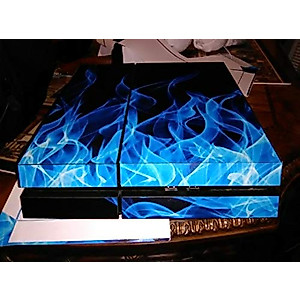 Ps4 Slim Stickers Full Body Vinyl Skin Decal Cover for Playstation 4 Console Controllers (with 4pcs Led Lightbar Stickers) (Blue fire) (PS4 Console (Blue fire))