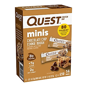 Quest Nutrition Chocolate Chip Cookie Dough Protein Bars, 12 Count & Mini Cookies & Cream Protein Bars, 14 Count & Mini Chocolate Chip Cookie Dough Protein Bars, 14 Count