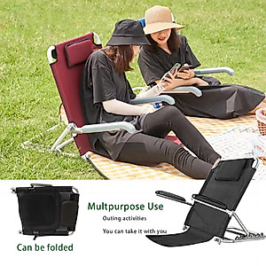 YZRYXHWL Foldable Bed Backrest with Armrests Floor Chair for Adult Reading Patient Care Bed Chair with Pillow Sit Up Backrest in Bed Breathable Fabric 6 Speed Adjustment