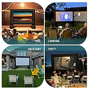 Inflatable Projector Screen for Outdoor, ISPNZH 16/20 FT Blow Up Portable Mega Theater Movie TV Screen with Air Blower and Storage Bag for Outside Backyard Pool Movie Night, Theme Parties(16ft)