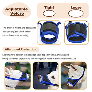 HEELE Dog Muzzle Nylon Soft Muzzle Anti-Biting Barking Secure,Mesh Breathable Pets Muzzle for Small Medium Large Dogs 4 Colors 4 Sizes (M, Blue)