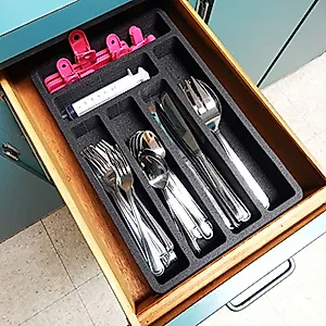 Polar Whale Flatware Silverware Drawer Organizer for Rv and Campers Cutlery Forks Knives Spoons Non-Slip Waterproof Compact Tray Insert 9.5 X 14.9 X 2 Inch 6 Slot Great for Home Kitchen