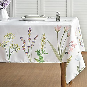 Horaldaily Spring Summer Tablecloth 60x84 Inch, Easter Watercolor Wild Flowers Blooming Floral Table Cover for Party Picnic Dinner Decor