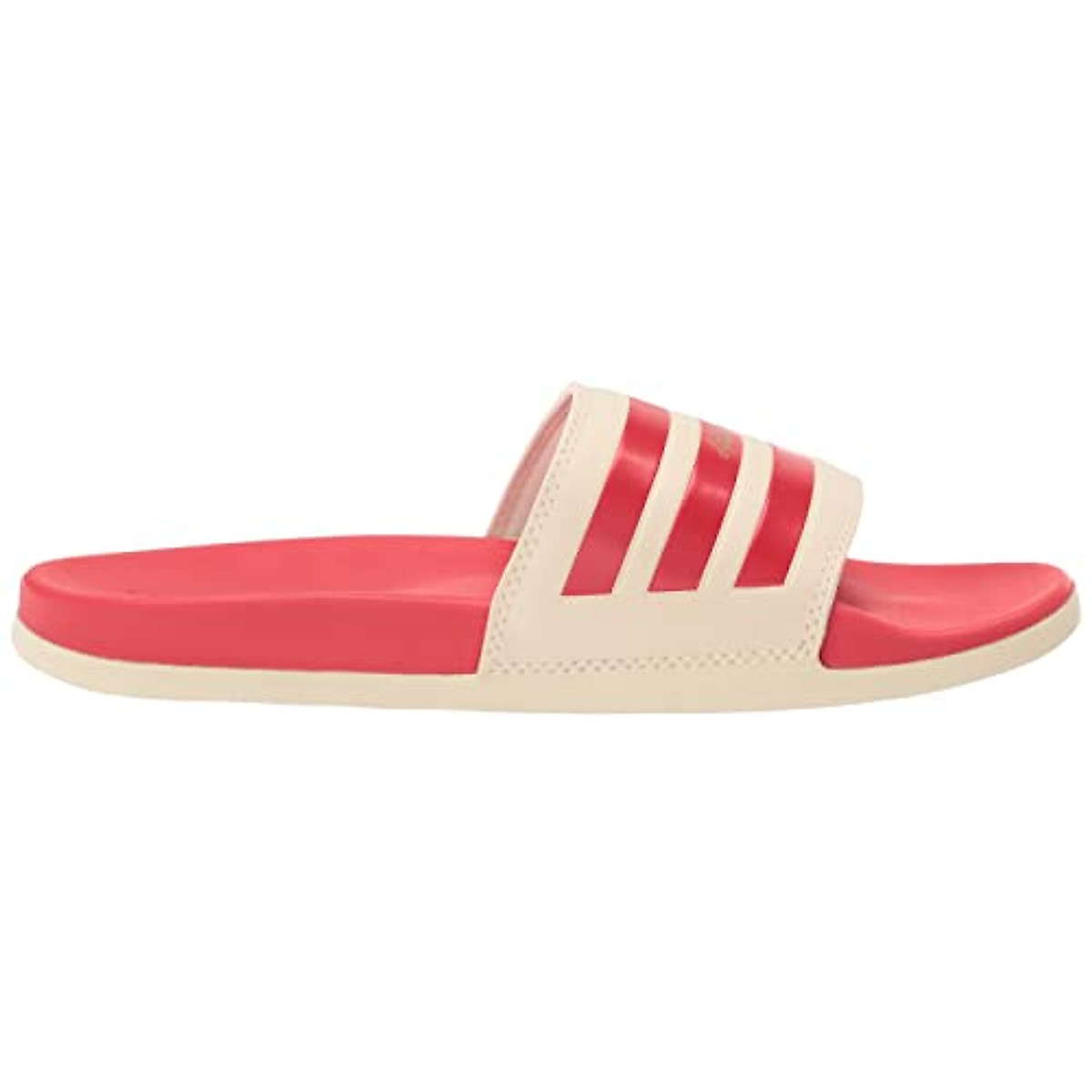 adidas Unisex Adilette Slides Sandal, Wonder White/Vivid Red/Gold Metallic, 13 US Women