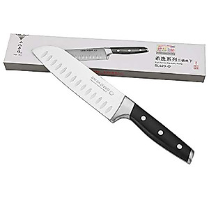SHI BA ZI ZUO Santoku Knife 7 Inch Pro Chef's Knife High Carbon Stainless Steel Sharp Kitchen Knife Ergonomic Handle